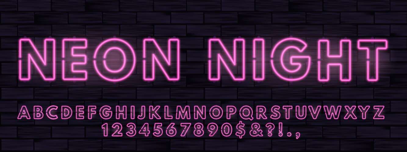 Glowing neon script alphabet font Royalty Free Vector Image