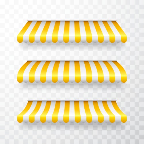 Realistic striped shop sunshade store awning Vector Image