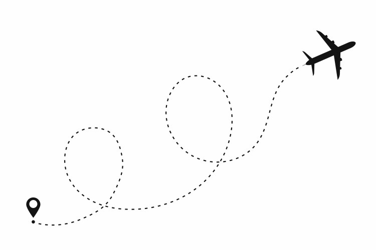Airplane path in dotted dashed line shape route Vector Image