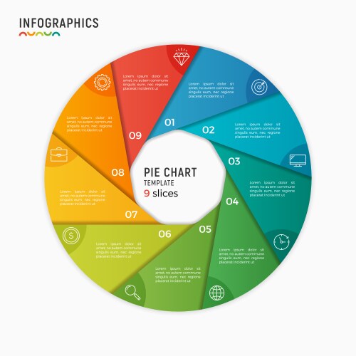 Circle Chart Template - Five Parts Royalty Free Vector Image