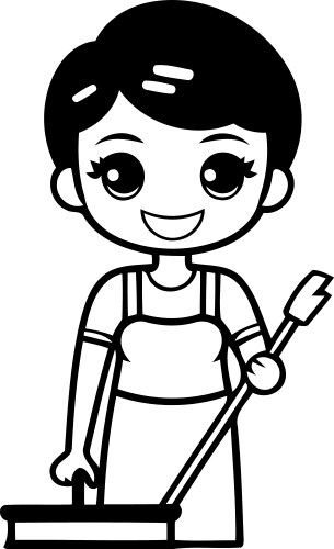 Cleaning lady in round icon service logo Vector Image