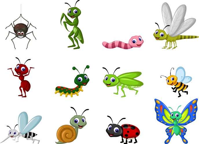 Cute cartoon insects funny little insect Vector Image