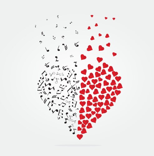 Happy valentines day card with heart music notes Vector Image