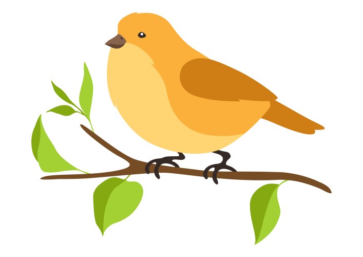 Cartoon bird on a tree branch Royalty Free Vector Image