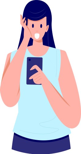 Smiling young woman character looking up view Vector Image