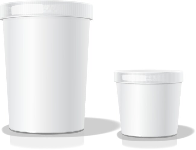 Plastic round food container with closed foil Vector Image