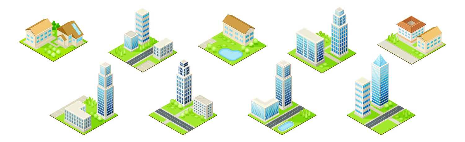City building and urban construction on square Vector Image