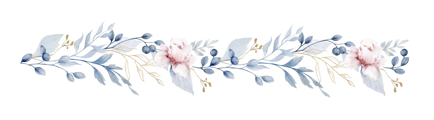 Dusty Blue Floral Corner Border Royalty Free Vector Image