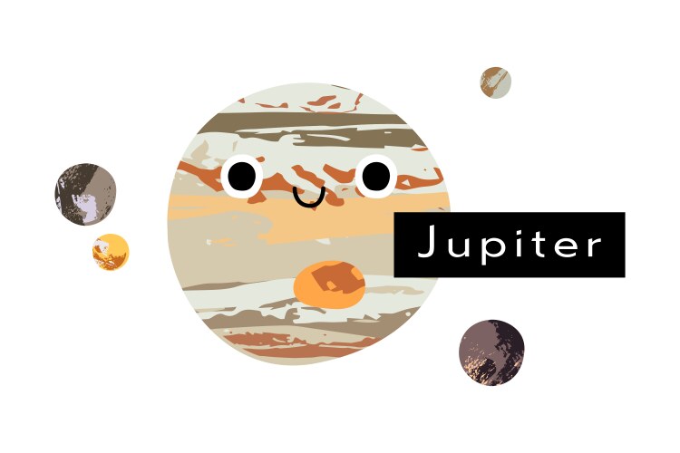 Earth with moon cute kawaii planet character Vector Image