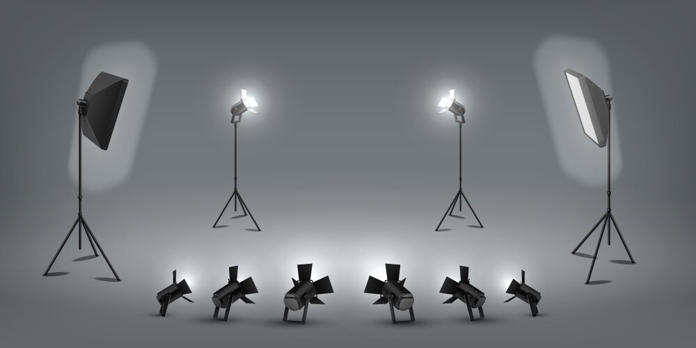 Photography studio photo backdrop and spotlight Vector Image