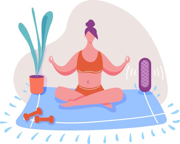 Cute banana mascot doing yoga meditation Vector Image