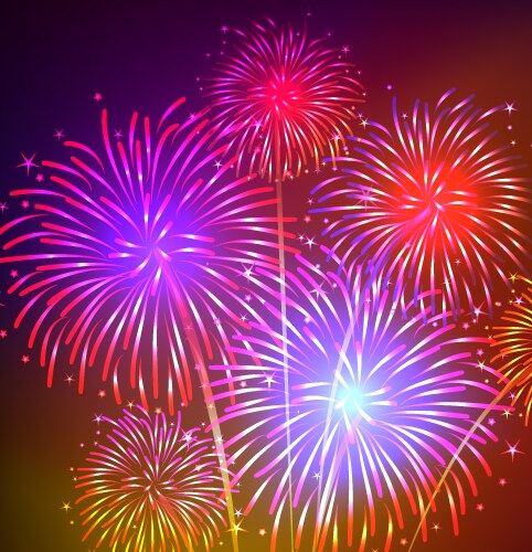 Realistic colorful fireworks Royalty Free Vector Image Realistic colorful fireworks Royalty Free Vector Image