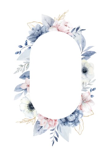 Dusty Blue Pink Floral Frame Royalty Free Vector Image