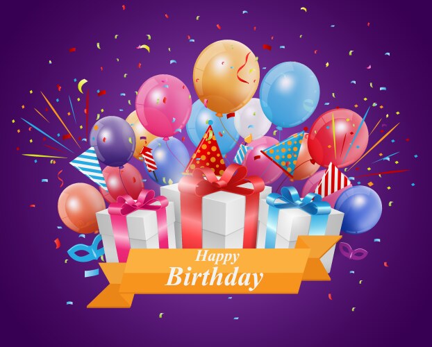 Happy birthday website page design Royalty Free Vector Image