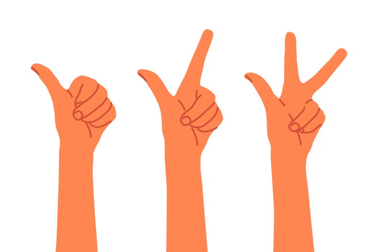 One two three hand gesture Royalty Free Vector Image