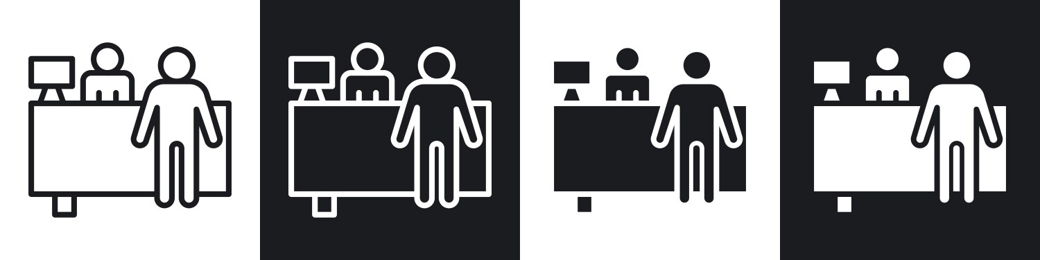 Reception desk thin line icon set Royalty Free Vector Image Reception desk thin line icon set Royalty Free Vector Image