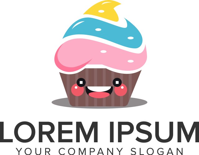 Ice cream cake logo design concept template Vector Image