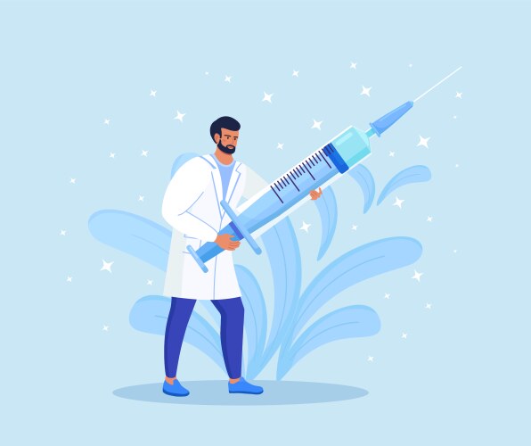 Nurse gives intramuscular injection to blind Vector Image