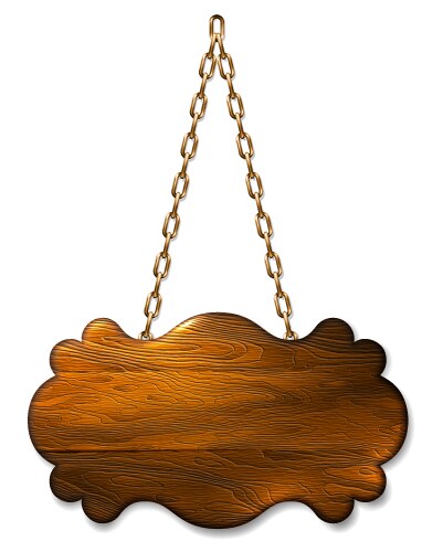 Cartoon wooden signboard banner hanging wood sign Vector Image