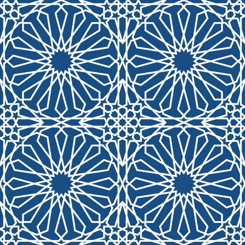 Blue islamic pattern seamless arabic geometric Vector Image