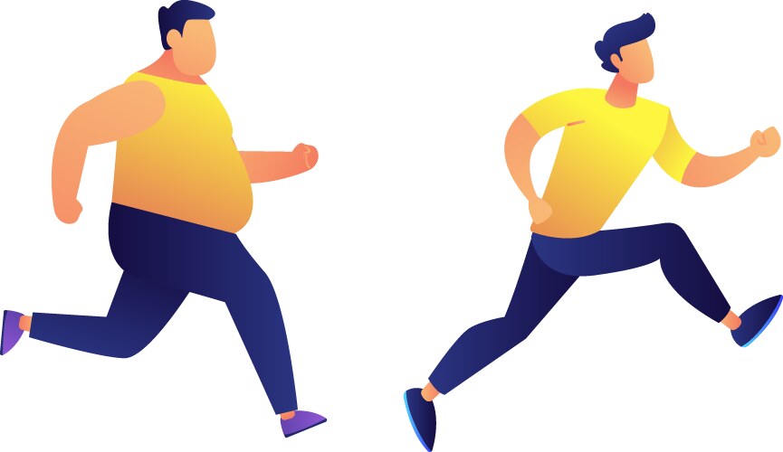 Colorful silhouettes of running men and woman Vector Image