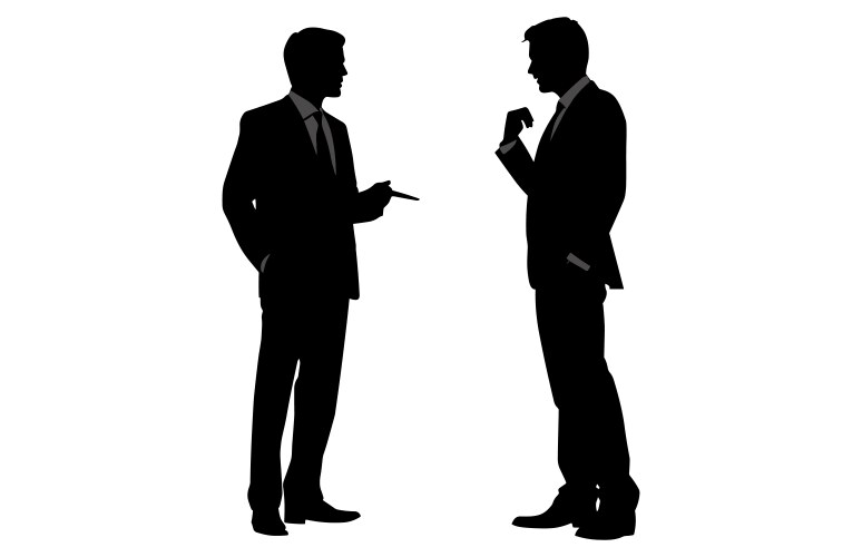 Two business man silhouette Royalty Free Vector Image