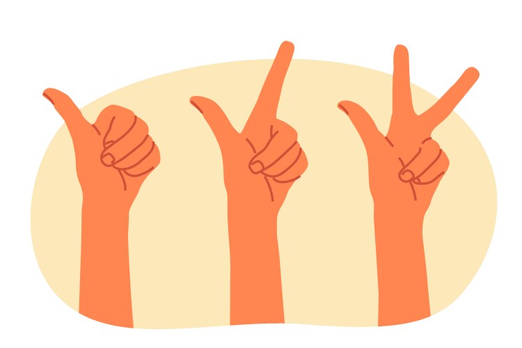 One two three hand gesture Royalty Free Vector Image
