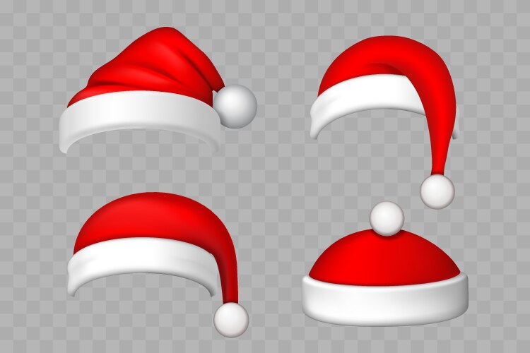 Santa hat on transparent background Royalty Free Vector