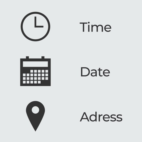 Time date and address concept isolated Royalty Free Vector