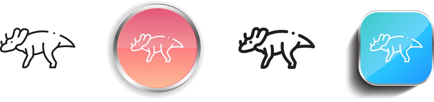 Dinosaur icon thin linear regular and button Vector Image