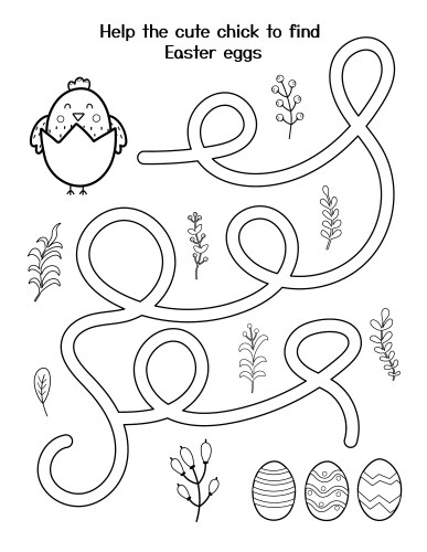 Happy easter coloring page for kids with eggs Vector Image