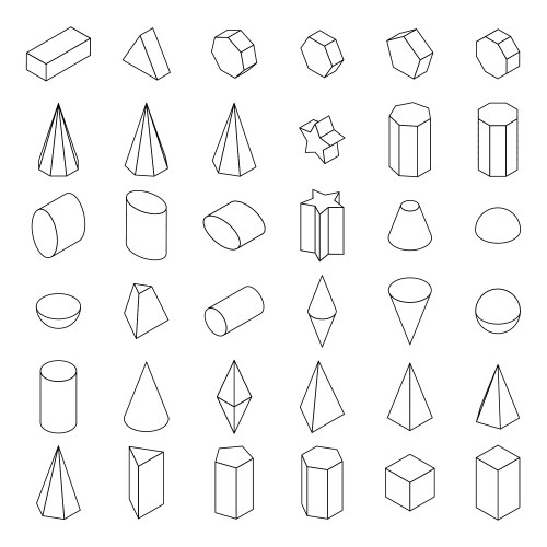 Basic geometric outline flat shapes educational Vector Image