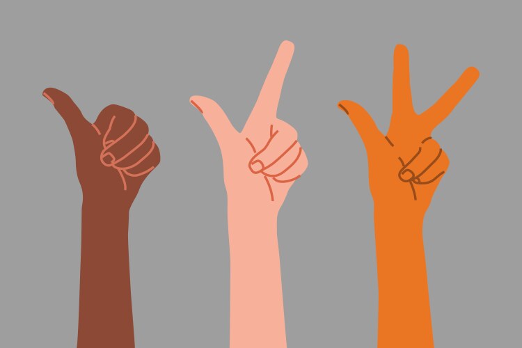 One two three hand gesture Royalty Free Vector Image
