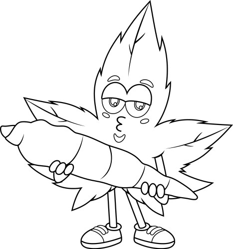 Outlined angry marijuana leaf cartoon character Vector Image