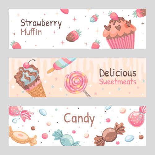 Candies horizontal banners Royalty Free Vector Image
