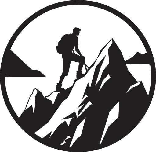 Climb conquer man climbing mountain design Vector Image