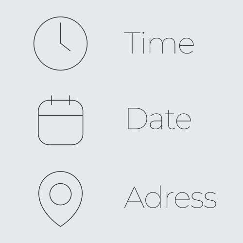 Time date and address concept isolated Royalty Free Vector