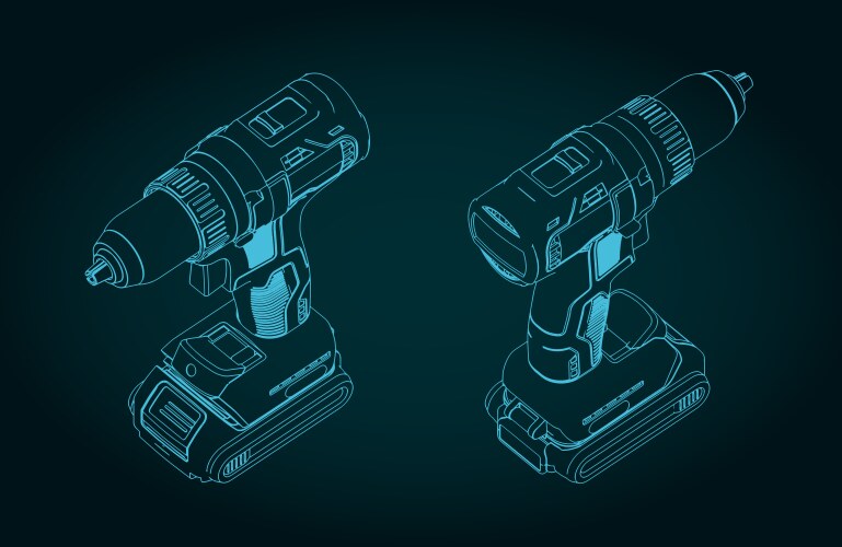 Monochrome poster with hand cordless drill Vector Image