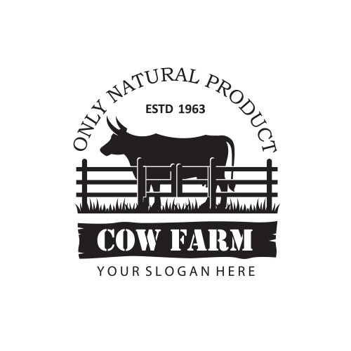 Farm animal cow label Royalty Free Vector Image