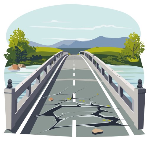 Scenic featuring road bridge Royalty Free Vector Image