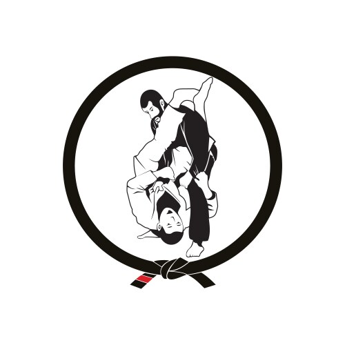 Jiu-jitsu and judo wrestlers silhouettes Vector Image