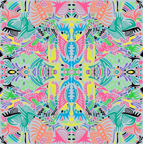 Vibrant primitive abstract patterns psychedelic Vector Image
