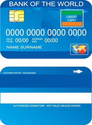 Credit card front and back side Royalty Free Vector Image
