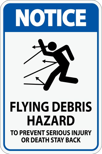 Attention sign flying debris hazard - to prevent Vector Image