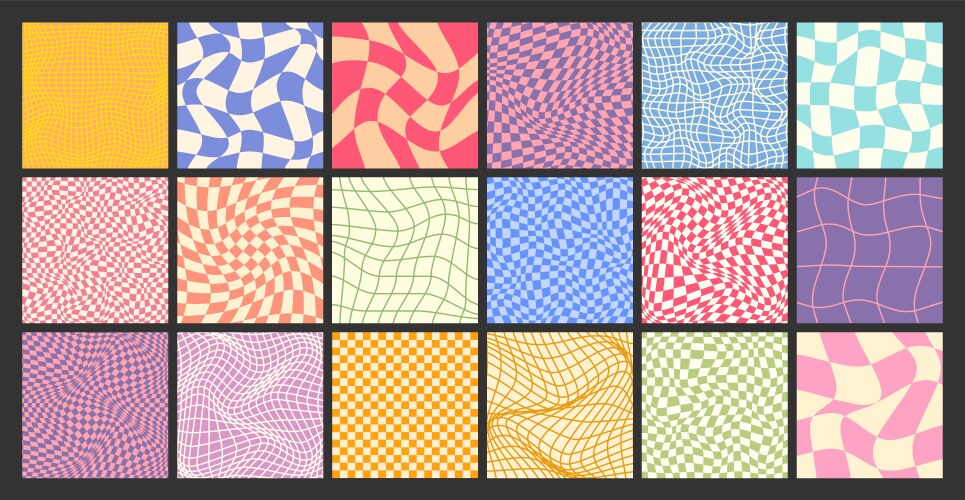 Groovy checkerboard patterns Royalty Free Vector Image
