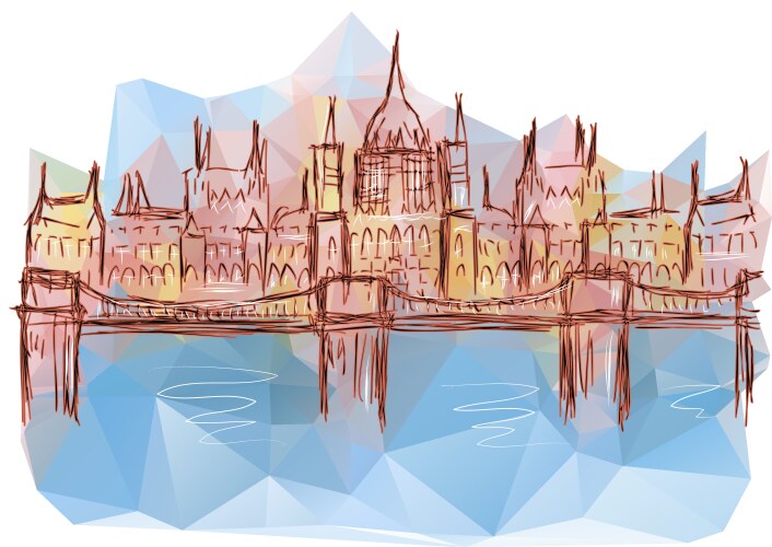 Budapest skyline poster Royalty Free Vector Image