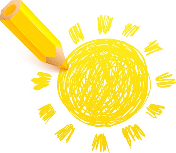 Pencil sun Royalty Free Vector Image - VectorStock
