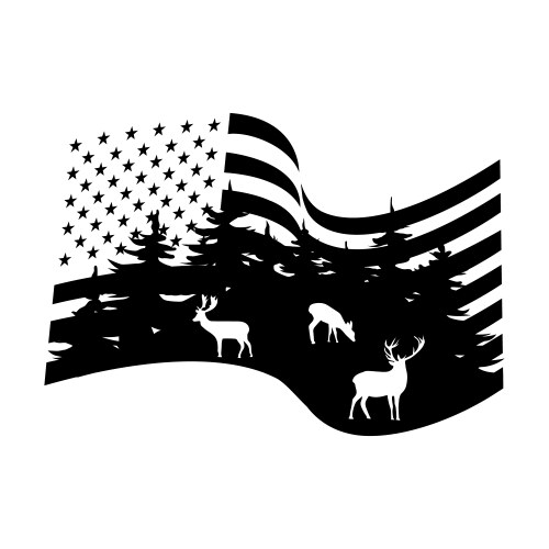 Deer forest american flag Royalty Free Vector Image