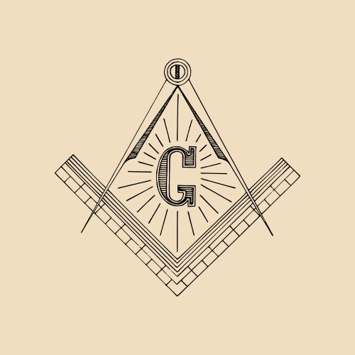 Wooden masonic square and compass symbol Vector Image