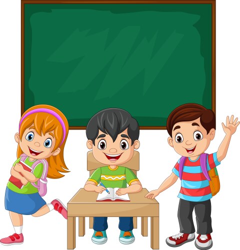 Cartoon little boy studying Royalty Free Vector Image
